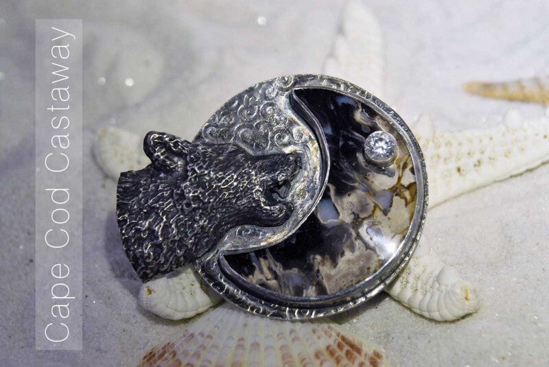 Unique Howling Wolf and Moon Pendant | Cape Cod Castaway Goldsmith
